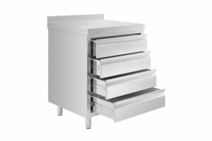 ALV Meuble 4 tiroirs avec dosseret INOX Larg.70 cm - ALV